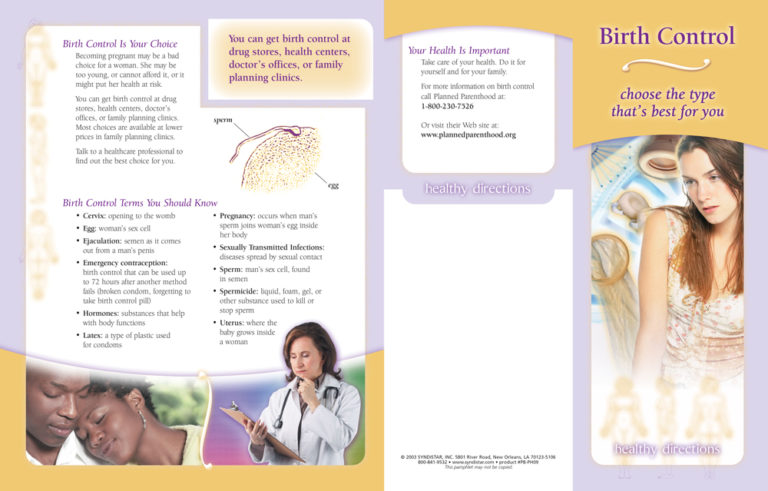 Birth Control: Choose the Type That's Best for You Pamphlets