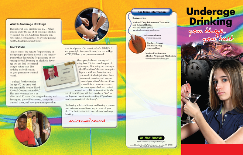 Underage Drinking Pamphlet | You Binge, You Bust | Prevention Resources