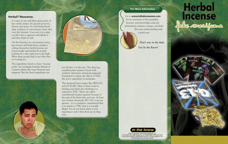 Synthetic Marijuana Pamphlet | Prevention Education Resources