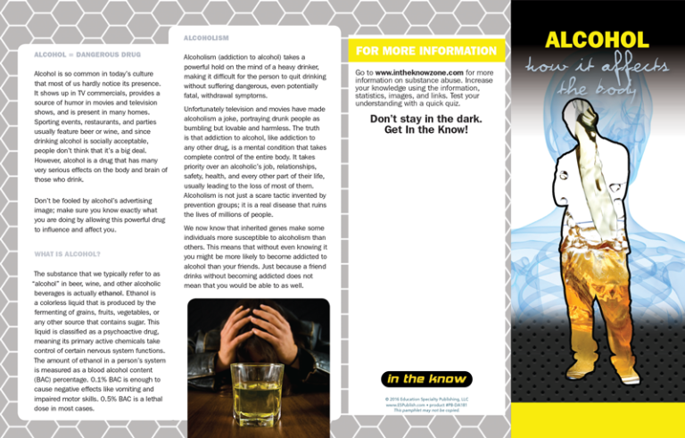 Alcohol Abuse and Your Health Pamphlet | Prevention Resources