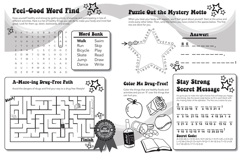 Drug Free Activity Sheet | Live Free! Drug Free! Red Ribbons | PTR Press