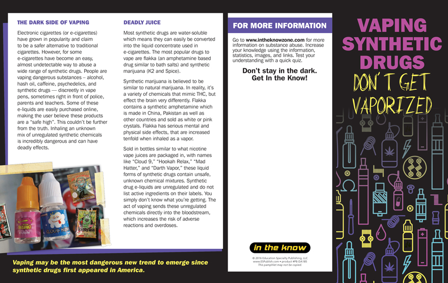 Vaping Synthetic Drugs Pamphlet | Prevention & Treatment Resources