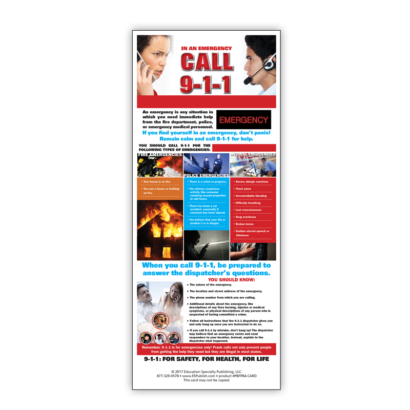 "In an Emergency, Call 9-1-1" Presentation Cards