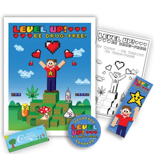 Red Ribbon Lollipop Card "Level Up! Be Drug-Free!" -Prevention Resource