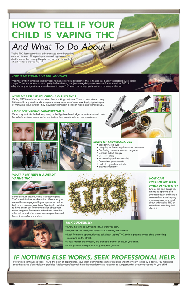 How to Tell if Your Teen is Vaping THC Tabletop Banner | PTR Press