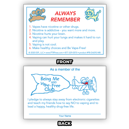 "Being Me and Vape-Free!" Pledge Card | PTR Press